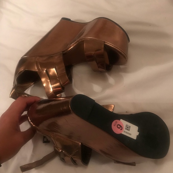 Nasty Gal | Shoes | Copper Gold Chunky Heels | Poshmark
